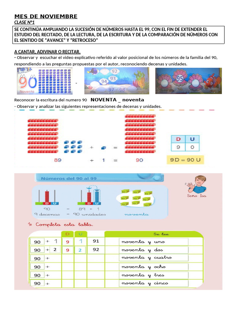 Actividades de Números hasta 99 | PDF