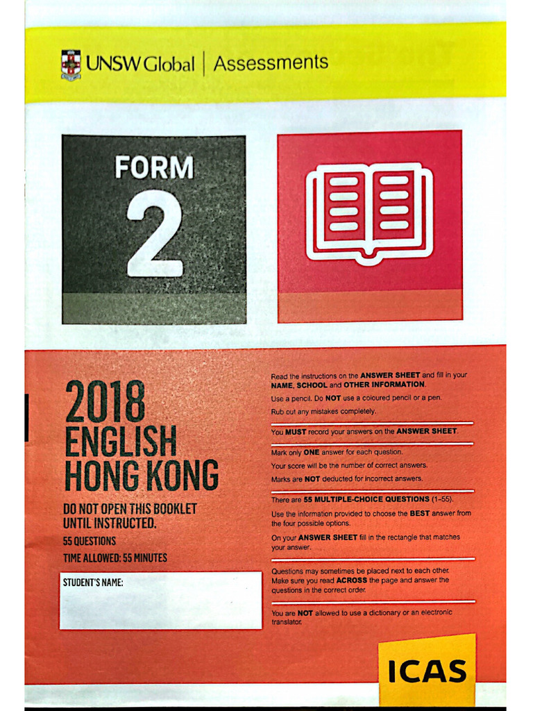 ICAS 2018 Question Book | PDF
