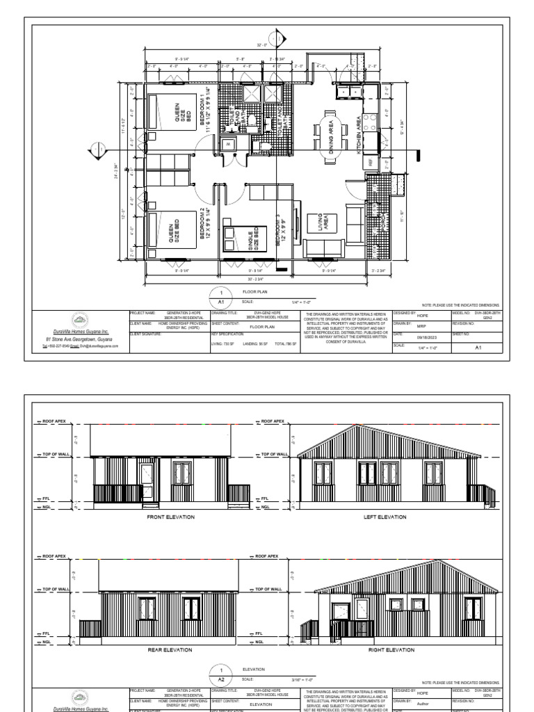3 BR - GEN-2 BARBADOS-PLAN & ELEVATION ORIGINAL Set 1 | PDF