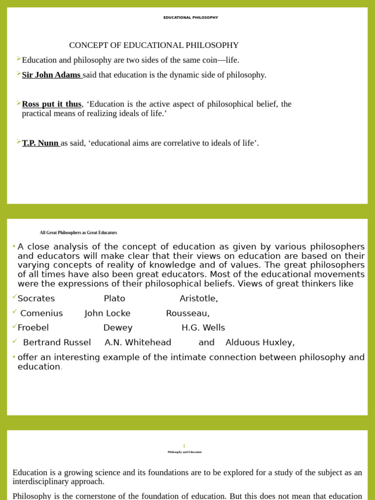 Educational Philosophy and Its Impact | PDF | Philosophy Of Education ...