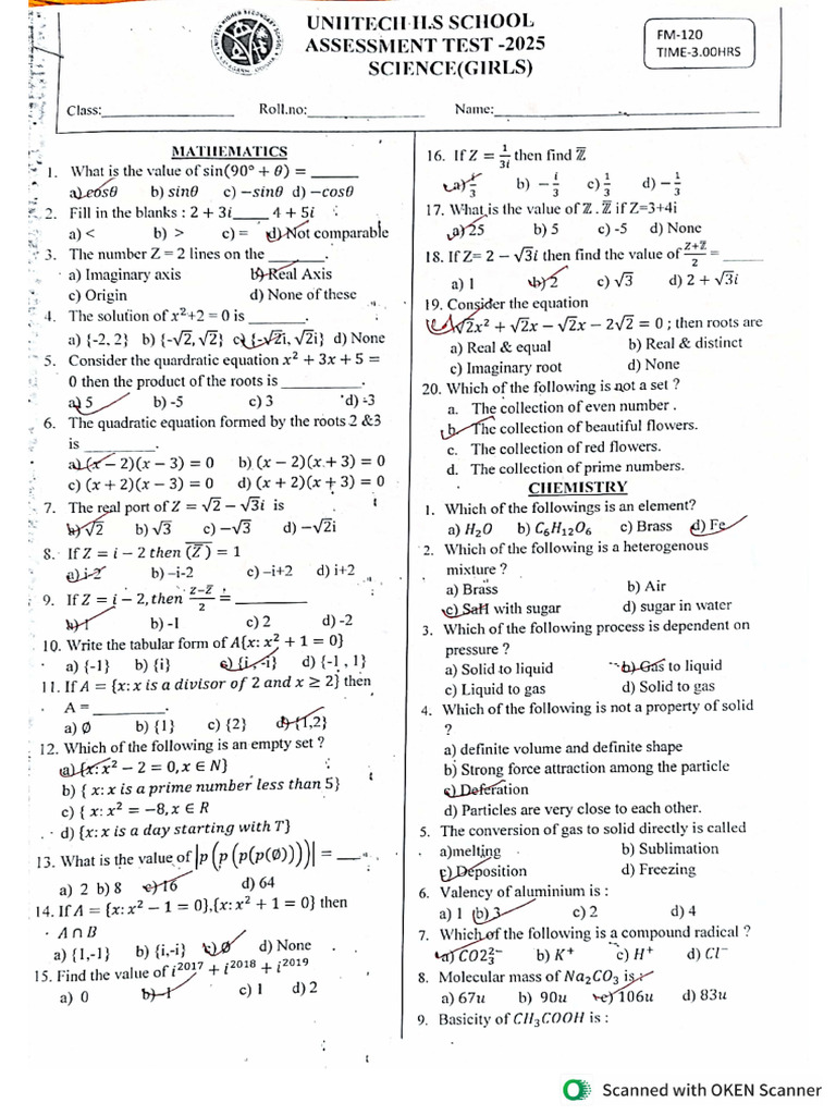 Demo Answer Script Girls | PDF