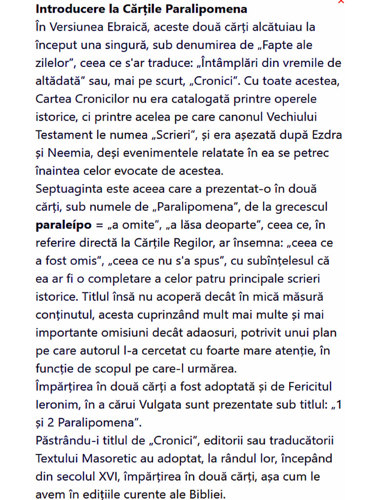 Introducere.I.Paralipomena.IPS.Bartolomeu | PDF