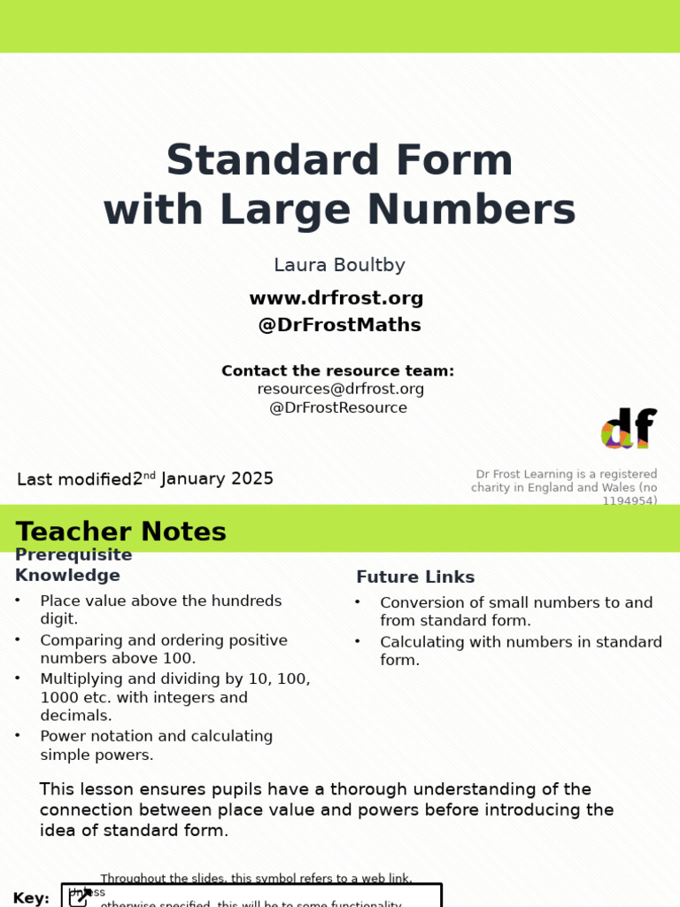 Standard Form With Large Numbers - Lesson | PDF | Multiplication ...