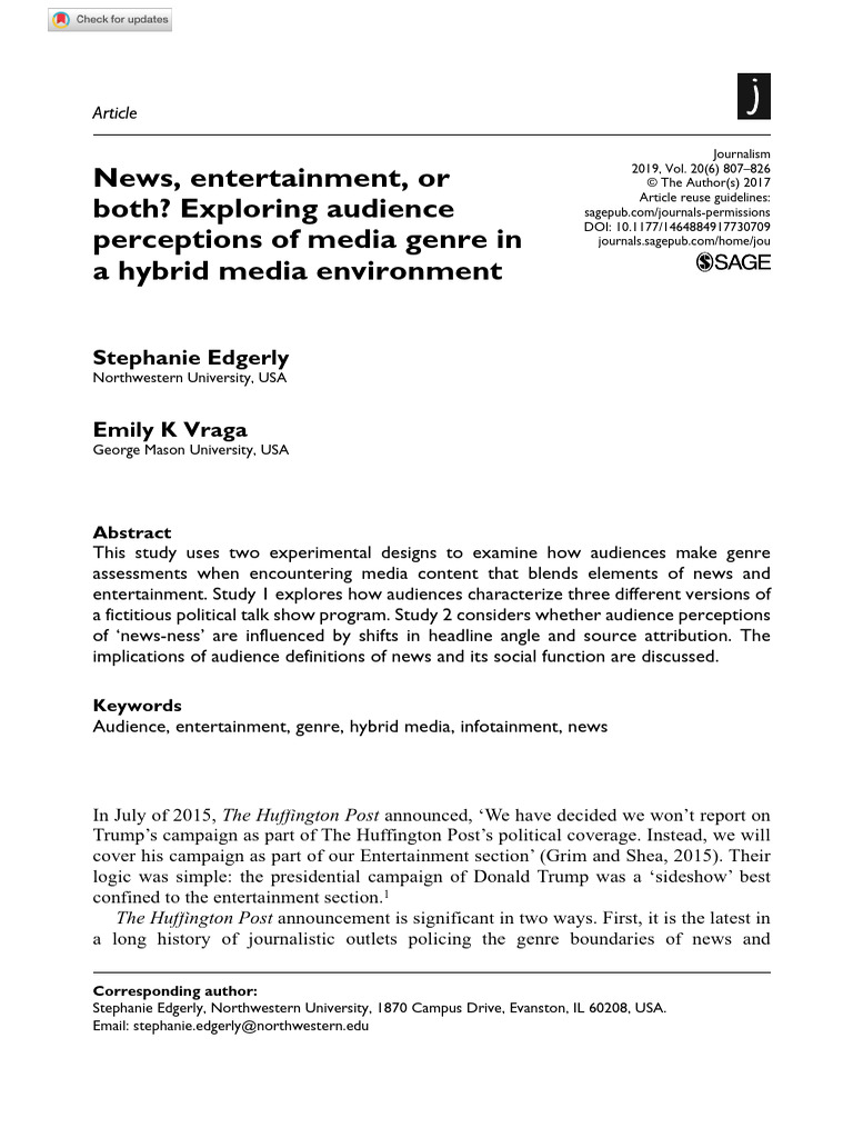 News, Entertainment, or Both Exploring Audience Perceptions of Media ...