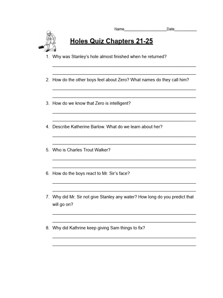 Holes Quiz: Chapters 21-25 | PDF