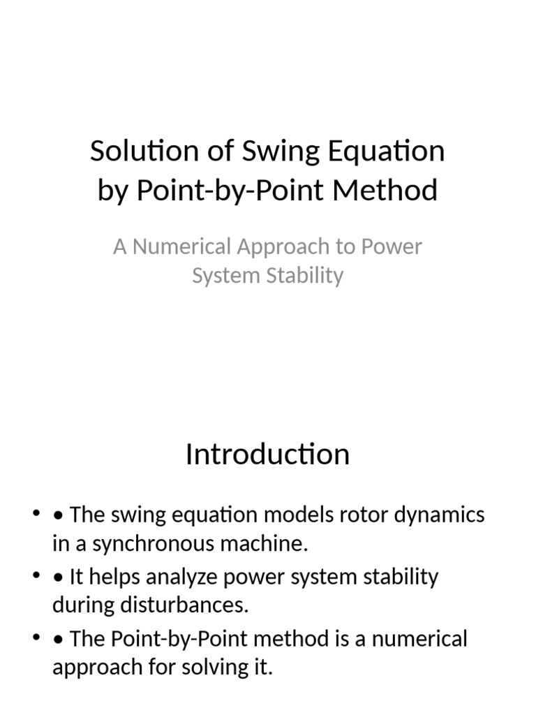 Swing Equation Point by Point Method | PDF