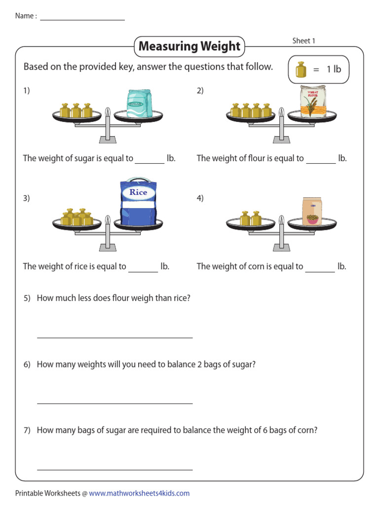 Weight Measurement Worksheets | PDF