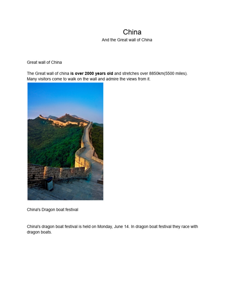 China and The Great Wall | PDF