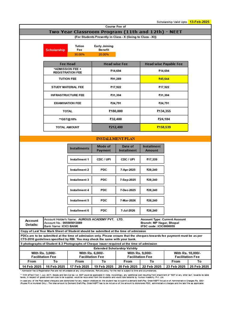 NEET Scholarship and Fee Structure Guide | PDF | Money | Financial Services