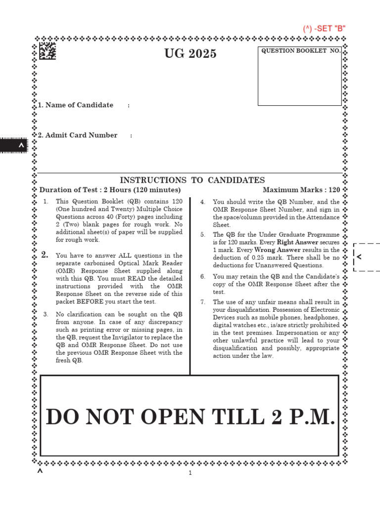 CLAT Question Paper 2025 SET B | PDF
