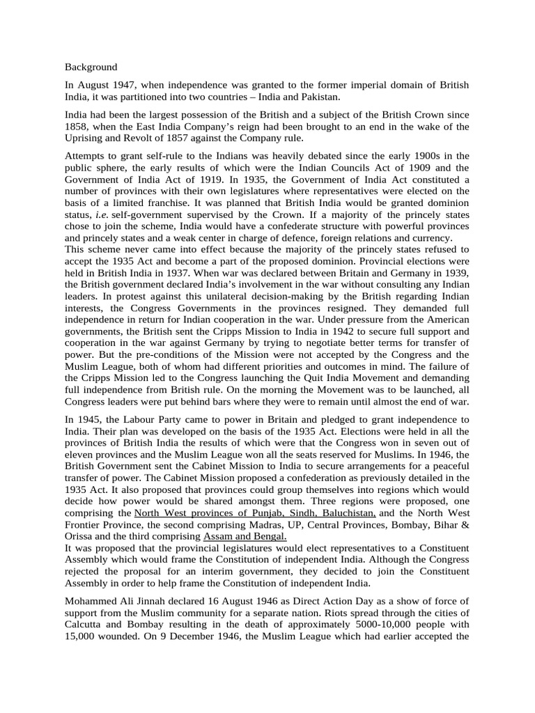 Lecture - Historical Backdrop | PDF | Partition Of India | British Raj