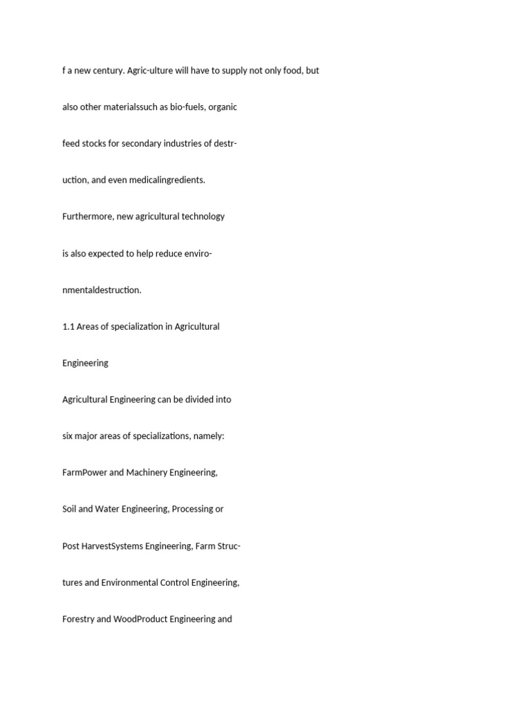 Agricultural Engineering Specializations | PDF