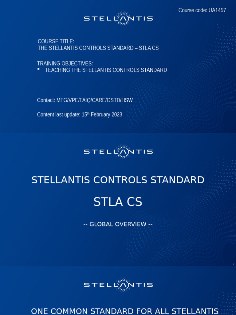 A - Training - Stellantis Controls Standard - Global Overview | PDF ...
