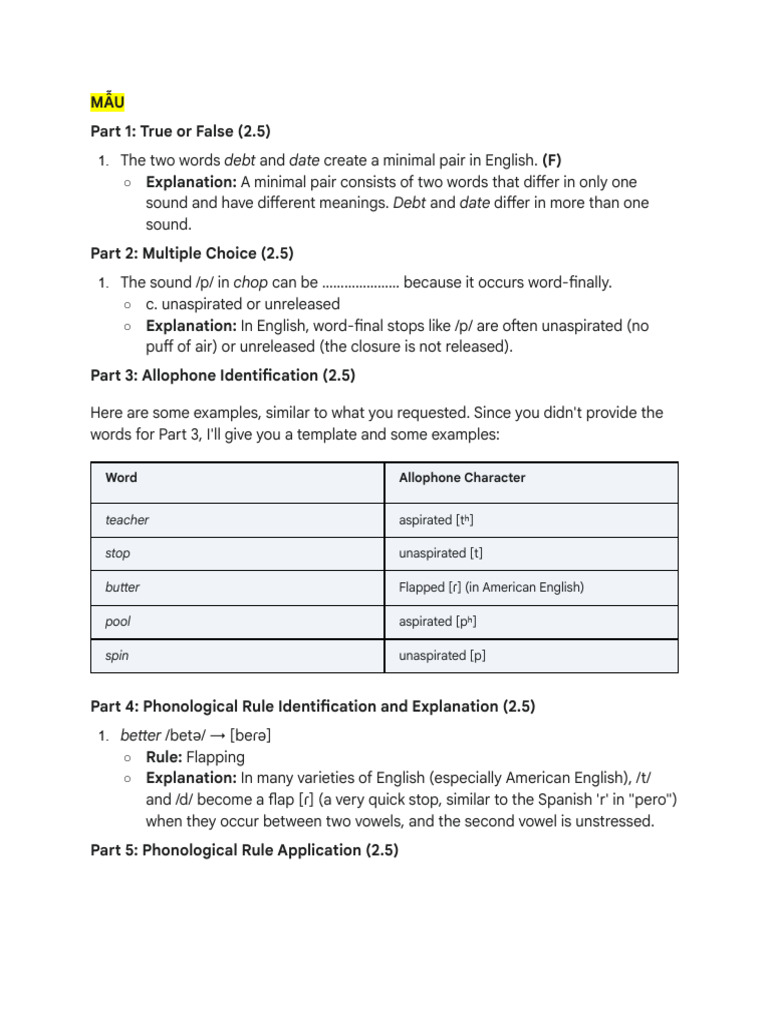 Linguistics Test 2 With Answers | PDF | Syllable | Oral Communication