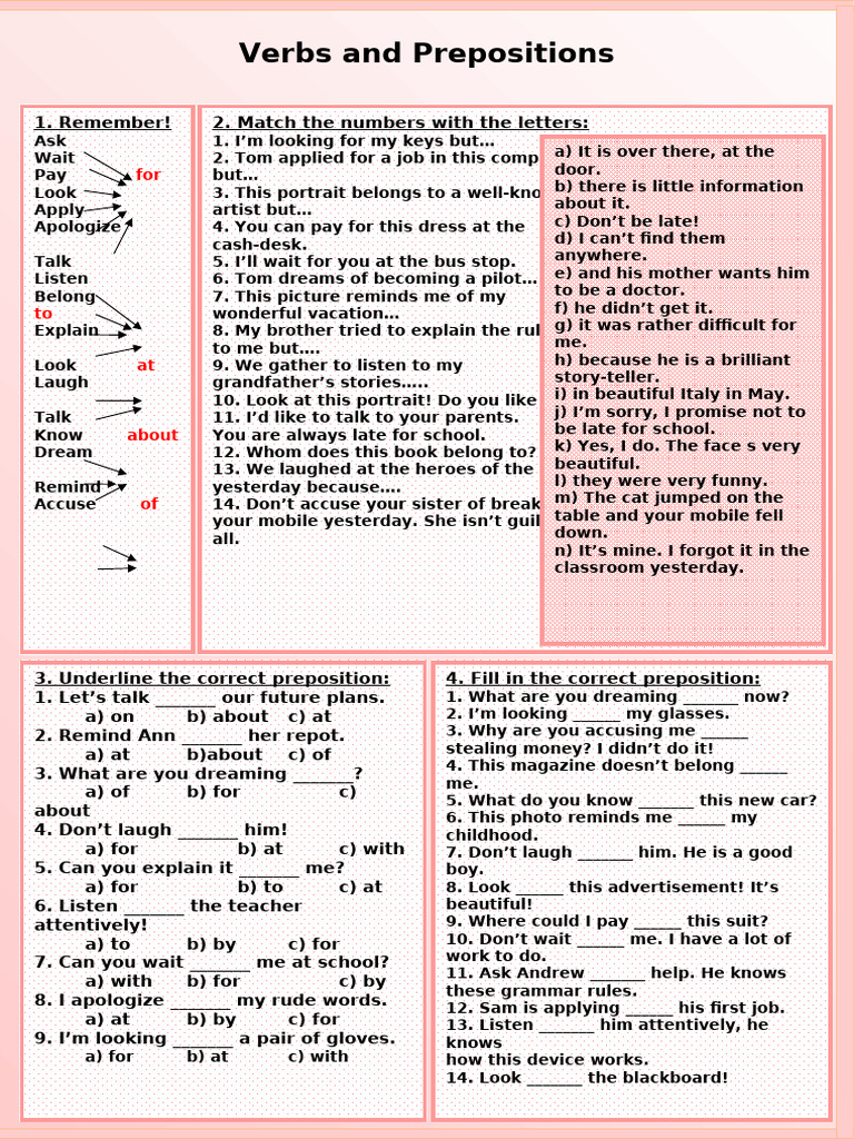 Essential Verbs and Prepositions Guide | PDF