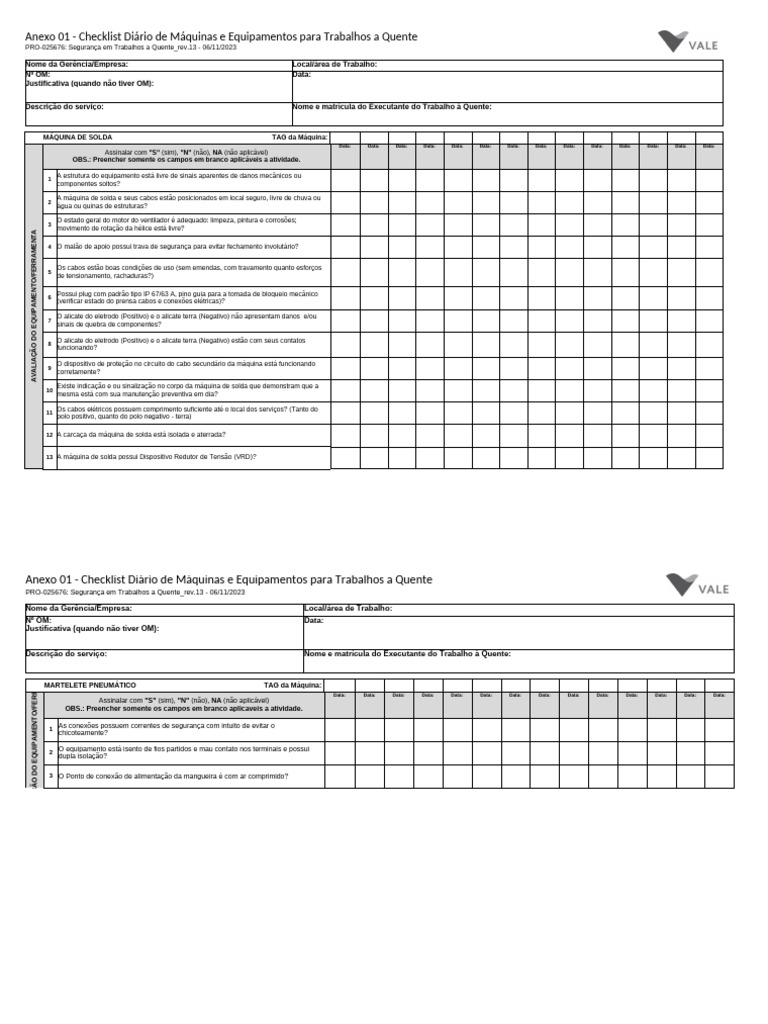 PRO-025676 - 13 - Anexo 01 - Modelo Checklist Diário Máq Equip (2 ...