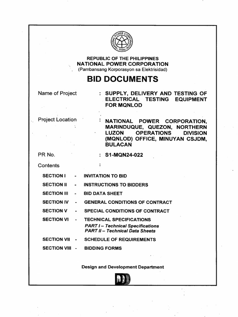 Bid Docs s1 Mqn24 022 | PDF | Specification (Technical Standard) | Subcontractor