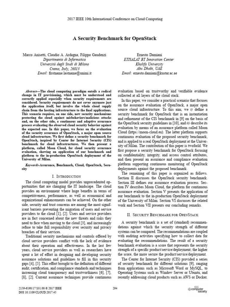 OpenStack Security Benchmark Overview | PDF | Open Stack | Cloud Computing