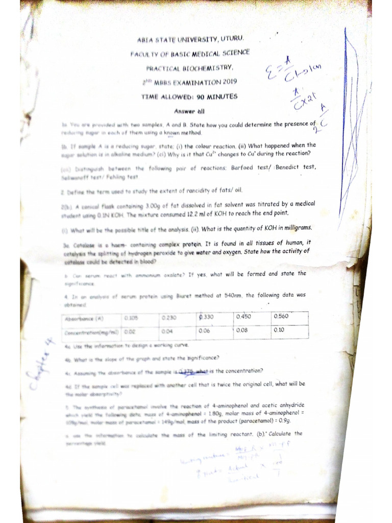 Mbbs BCM Practical PQ | PDF