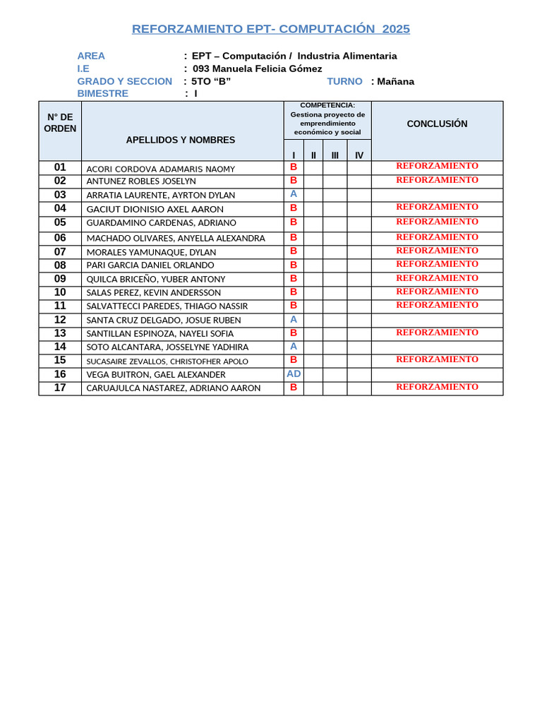 Reforzamiento Ept-Computacion 5b | PDF