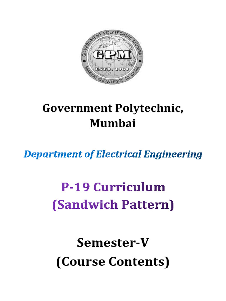 Ee P 19 Sem V Curriculum Pdf Transformer Fuse Electrical