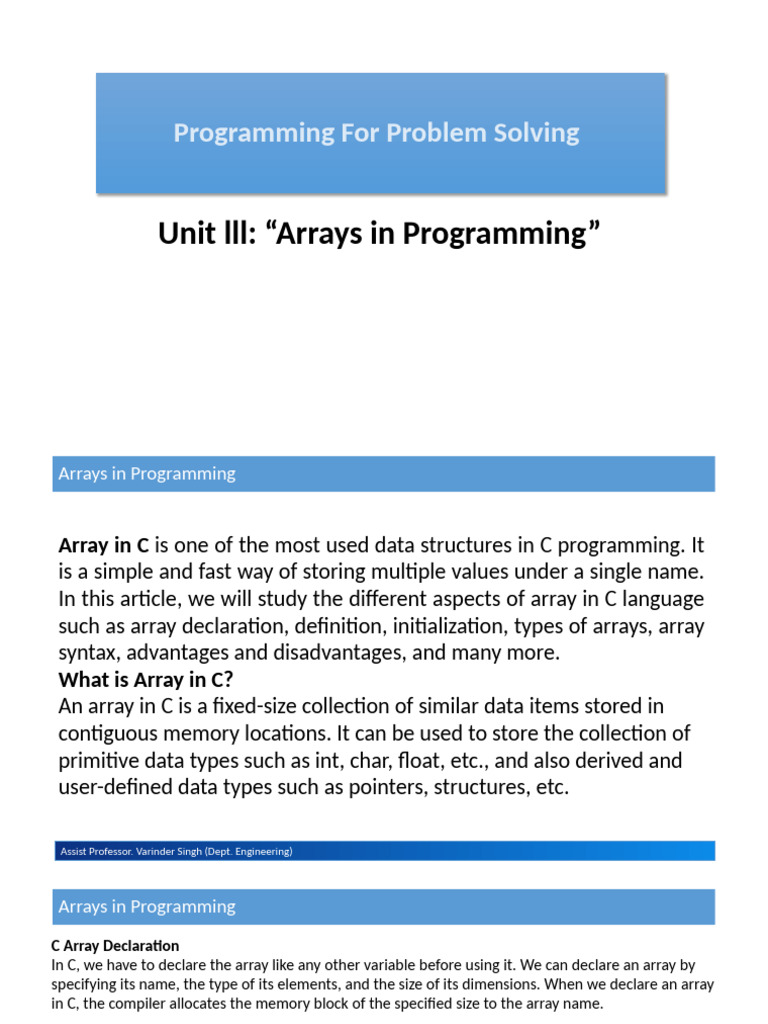 C Programming: Understanding Arrays | PDF | Data Type | Software Development