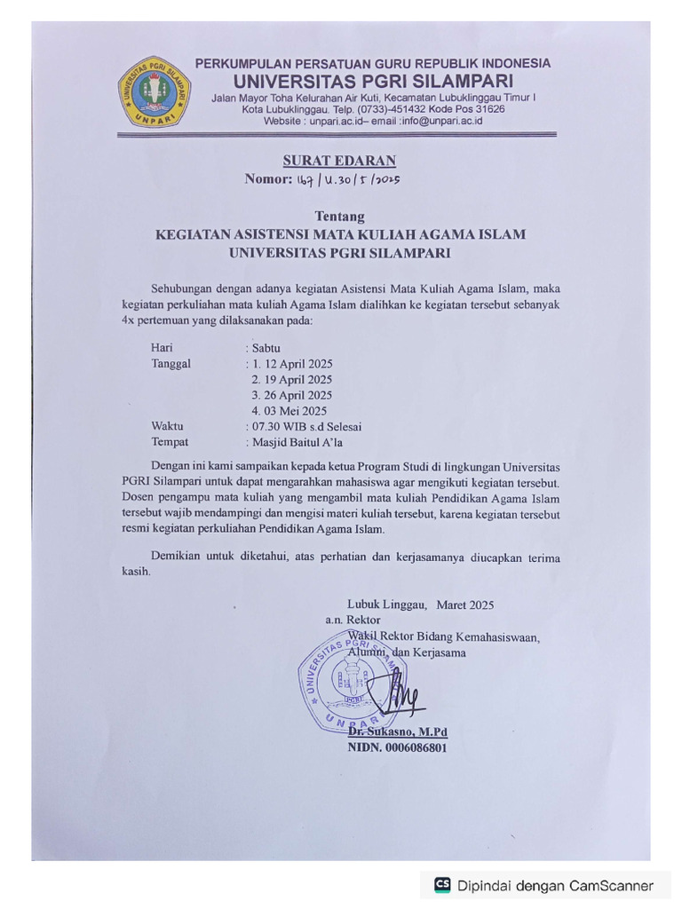 Surat Edaran Amkai 2025 | PDF