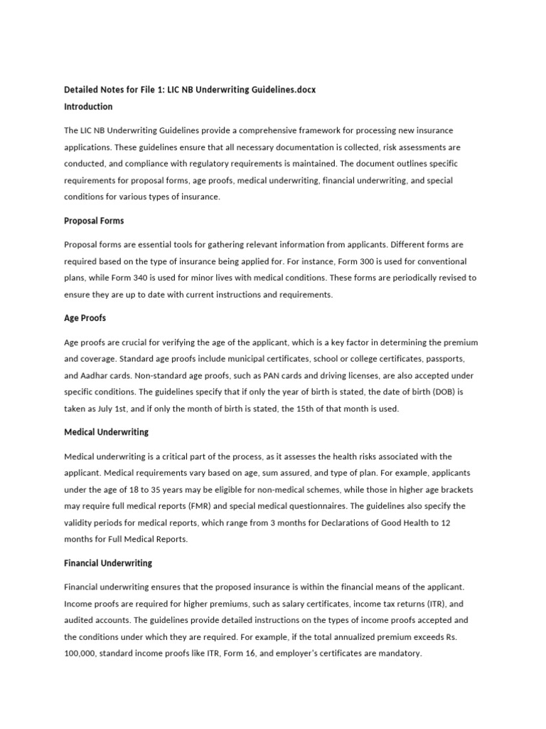 Detailed Notes For File 1 | PDF | Insurance | Underwriting