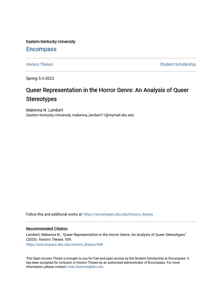 Queer Representation in The Horror Genre | PDF