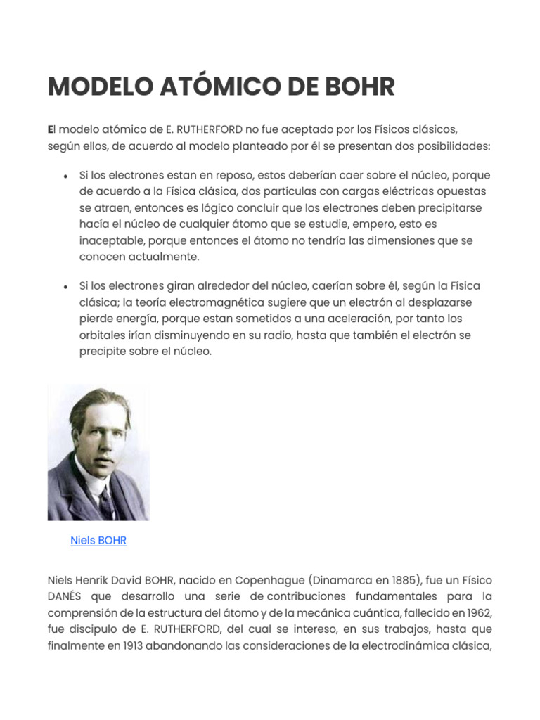 Modelo Atómico de Bohr: Fundamentos y Aplicaciones | PDF | Átomos ...