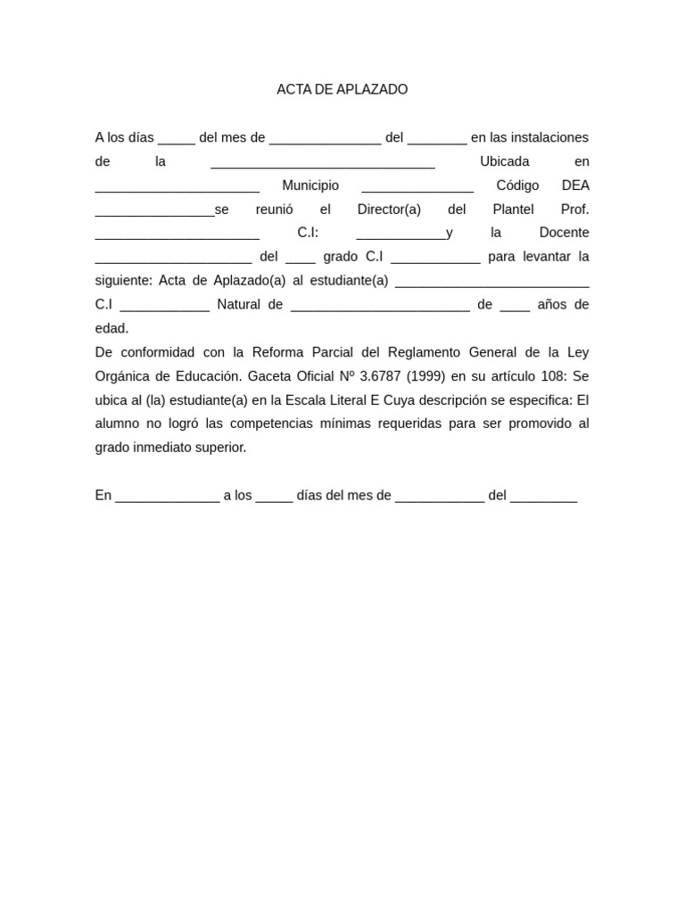 Acta de Aplazado | PDF | Escuelas