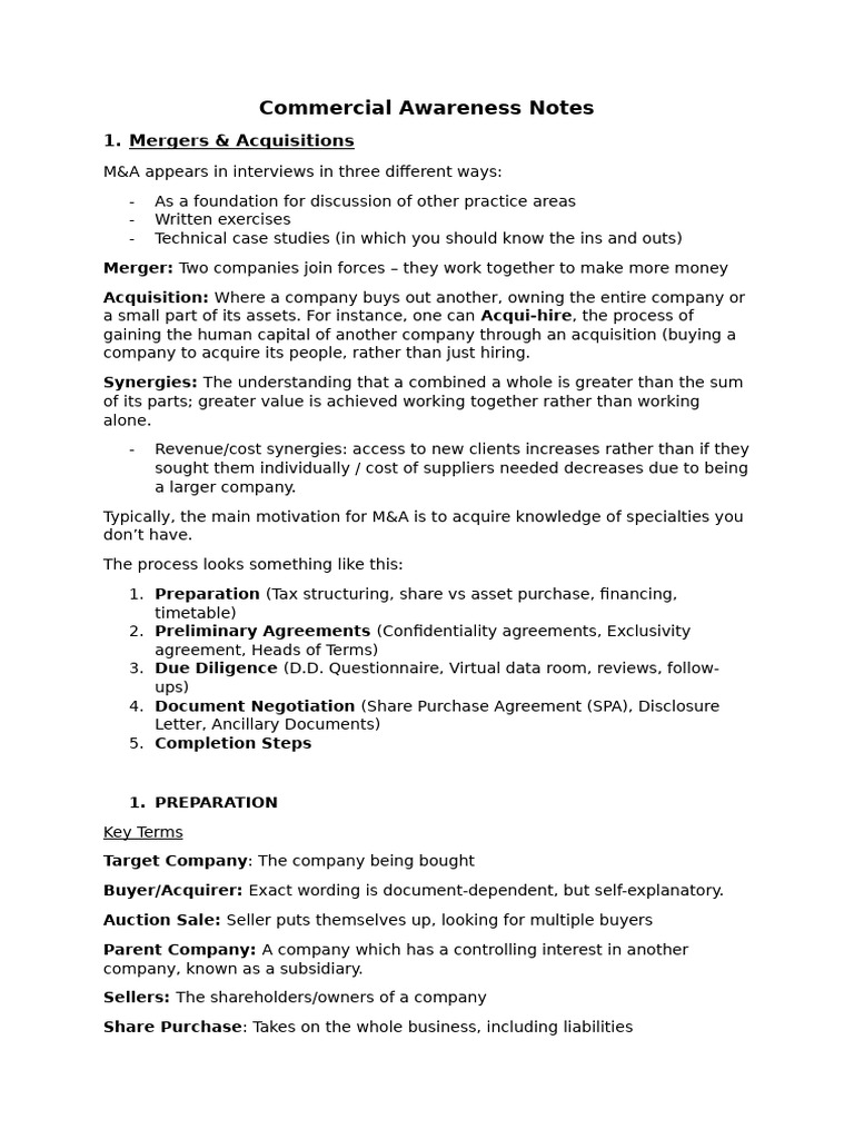 Mergers & Acquisitions Overview Guide | PDF | Mergers And Acquisitions | Legal Liability
