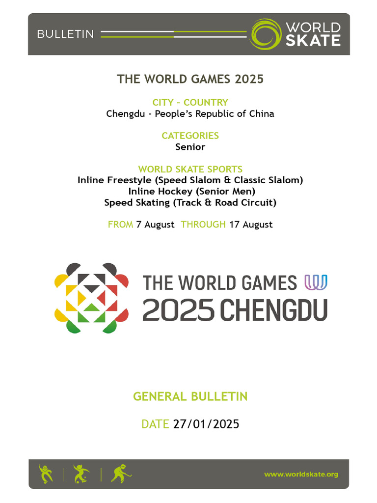 WSK TheWorldGames-Chengdu2025 General Bulletin | PDF | Roller Skating | Sports