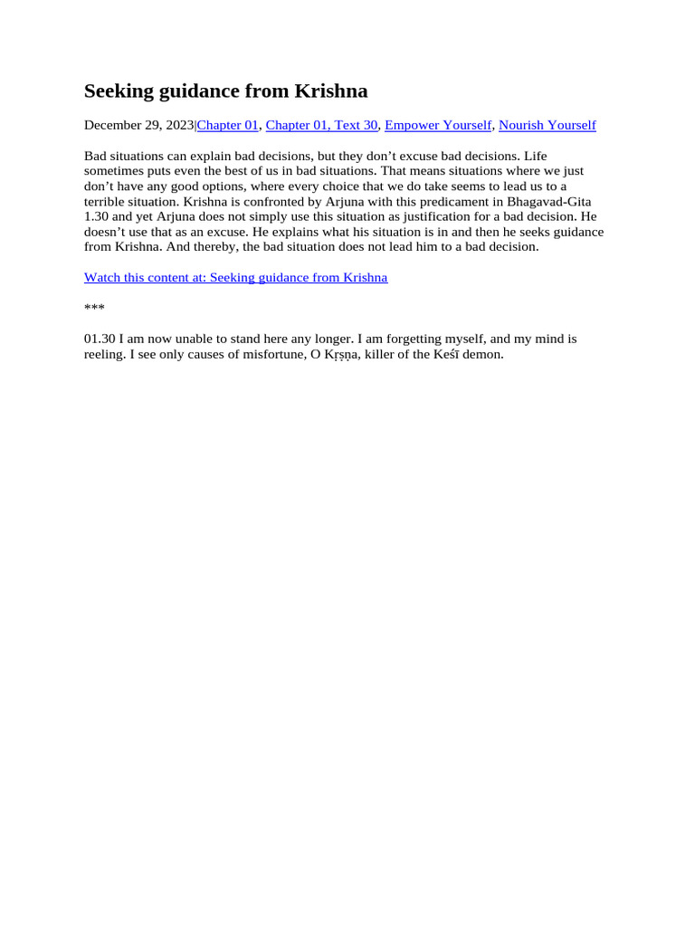 Seeking Guidance From Krishna | PDF