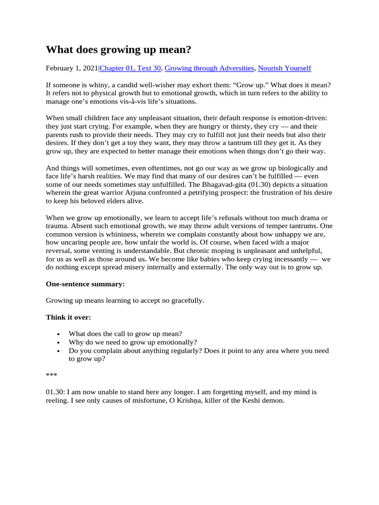 What does growing up mean | PDF