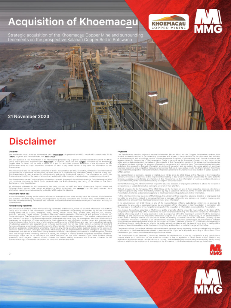 2023.11.21 Khoemac Investor Presentation EN Final Version - MMG | PDF | Mergers And Acquisitions ...