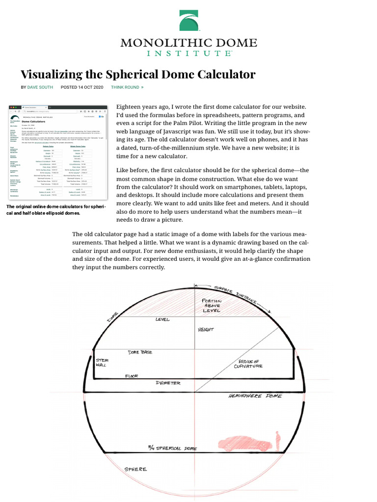 Spherical Dome Calculator Overview | PDF | Software | Computing