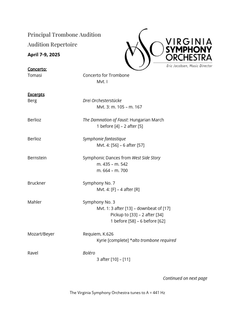 BOOK Principal Trombone Audition FINAL4 | PDF | Symphony | Suite (Music)