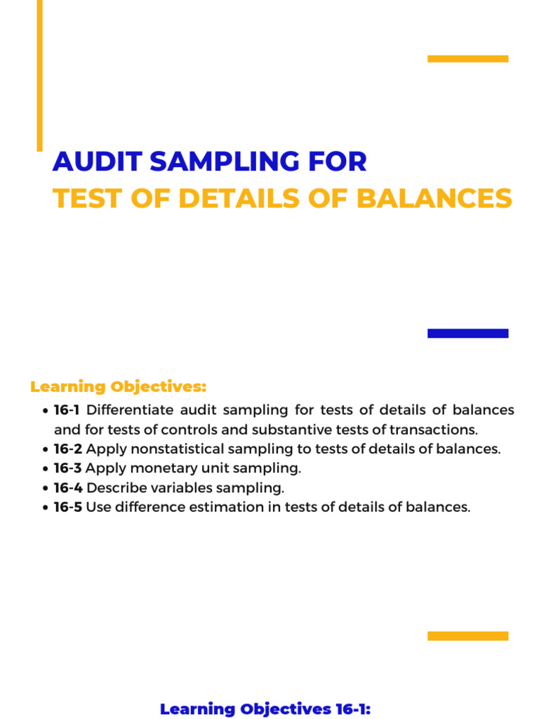 AUDIT SAMPLING Test of Details of Balance | PDF | Audit | Sampling ...
