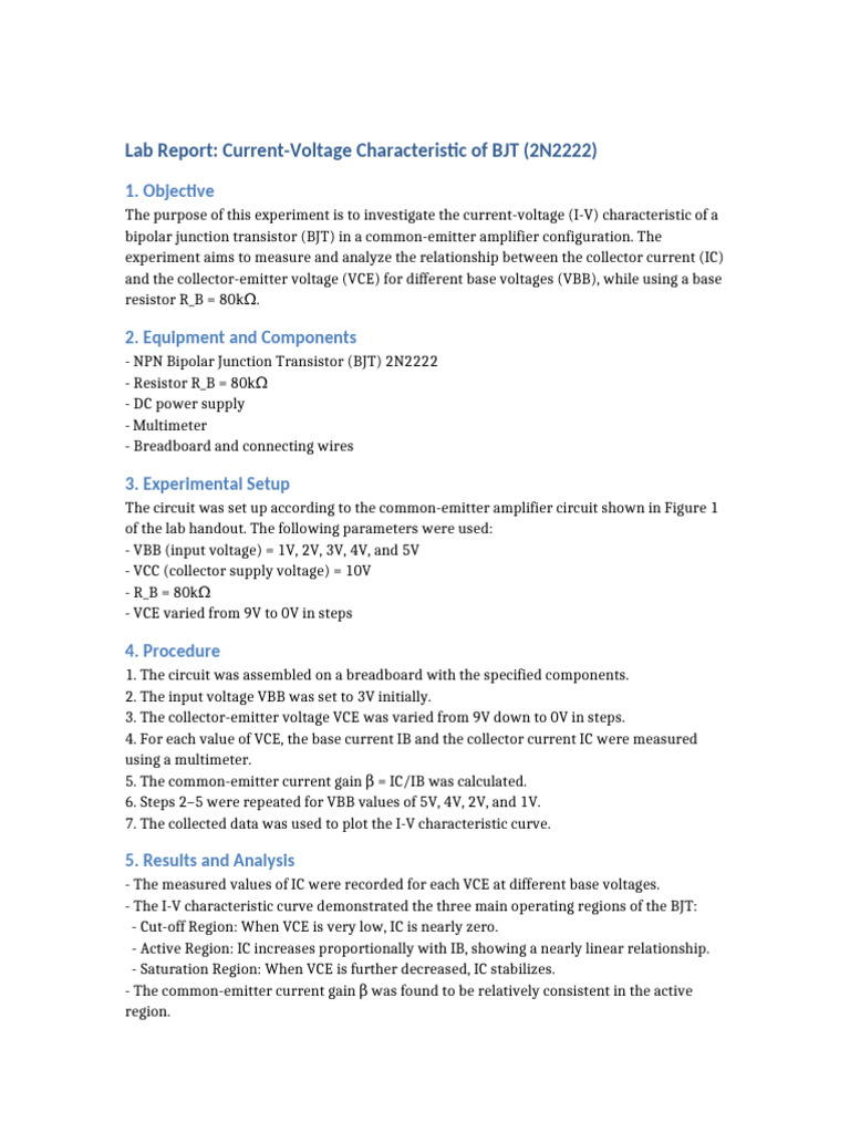 Bjt_Iv_Report | PDF