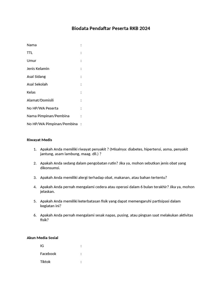 2 - Template Biodata RKB 2025 | PDF