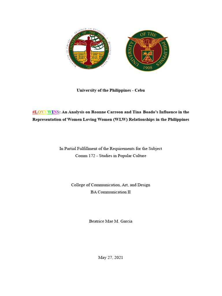 LOVEWINS An Analysis On Roanne Carreon | PDF | Lesbian | Butch And Femme