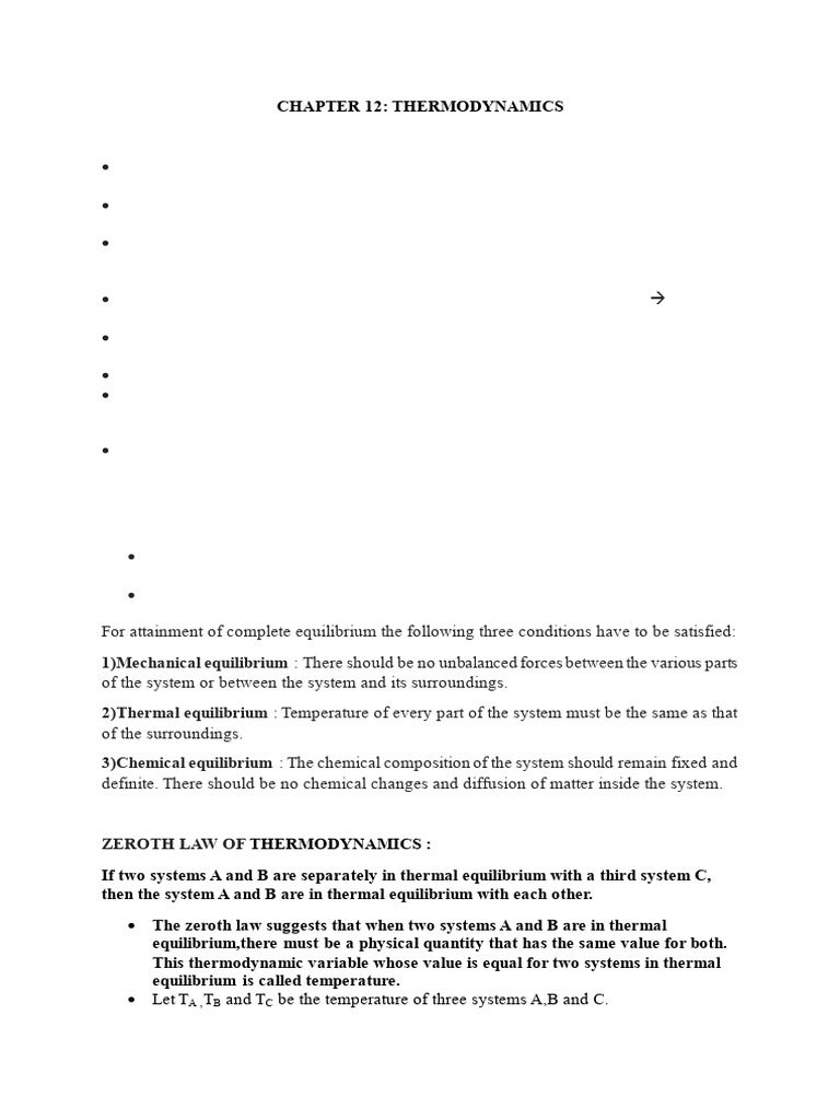Chapter 12 Thermodynamics | PDF | Heat | Thermodynamic Equilibrium