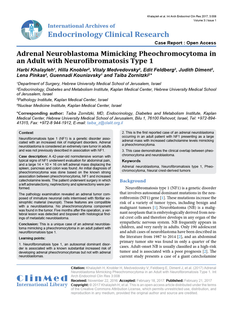 Adrenal Neuroblastoma Mimicking Pheochromocytoma in An Adult With ...