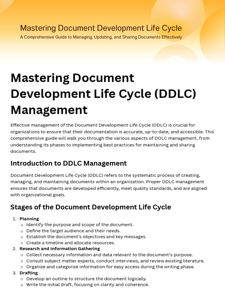 Mastering Document Development Life Cycle (DDLC) Management | PDF | Version Control | Life Cycle ...