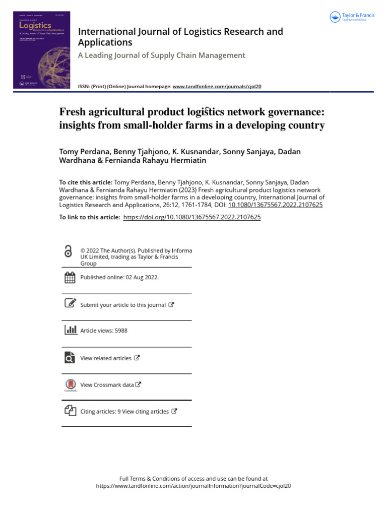 Fresh Agricultural Product Logistics Network Governance Insights From ...