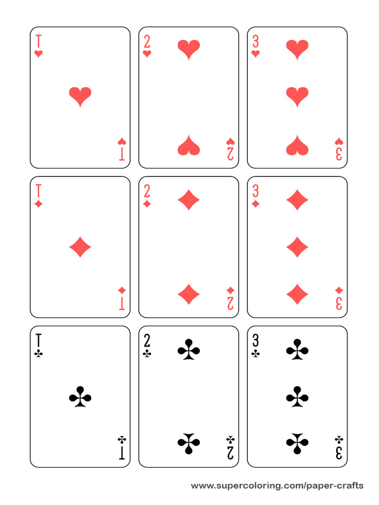 Deck of Classic Ornate Playing Cards Printable Template Paper Craft | PDF