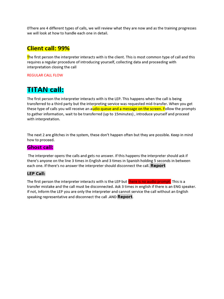 Types of Calls in Interpretation | PDF