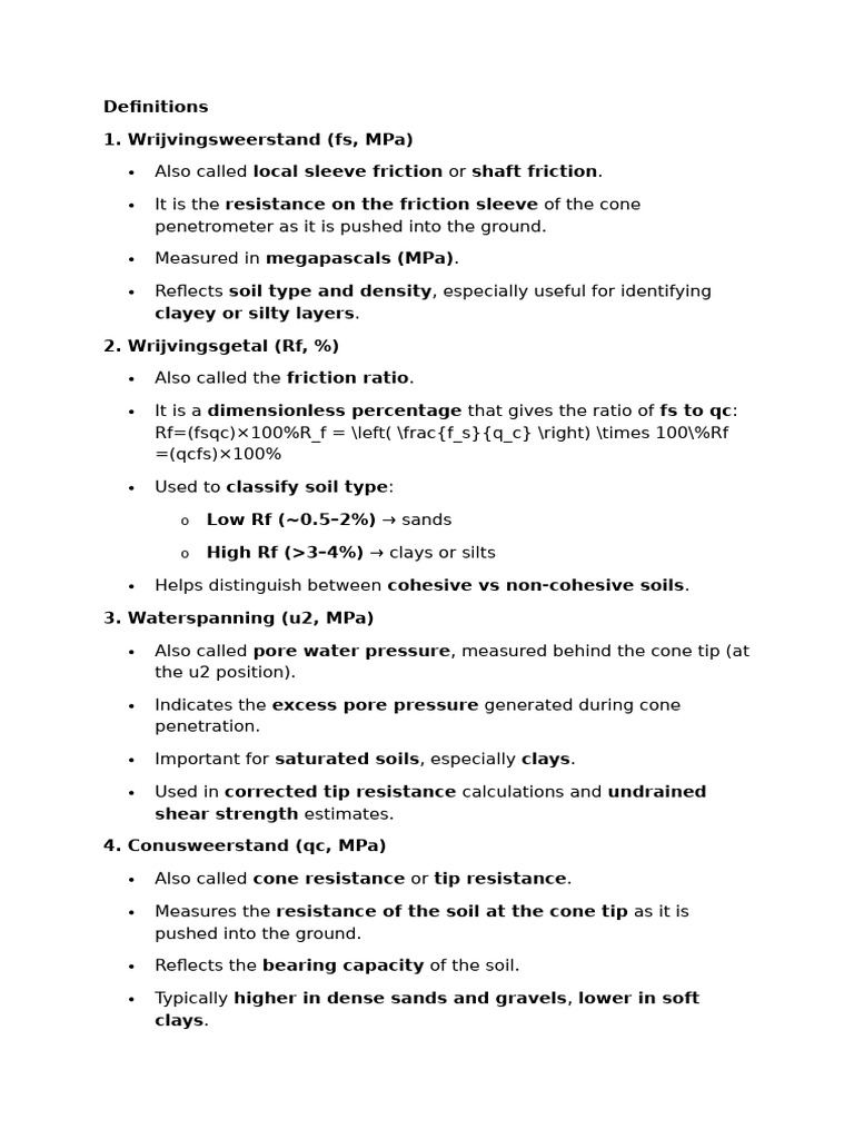 CPT Parameters and Relation Ships | PDF | Soil | Clay