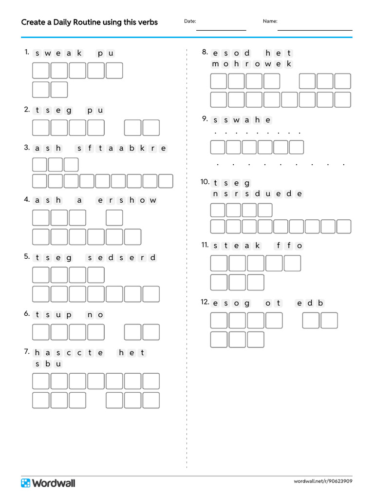 Create A Daily Routine Using This Verbs Anagram | PDF